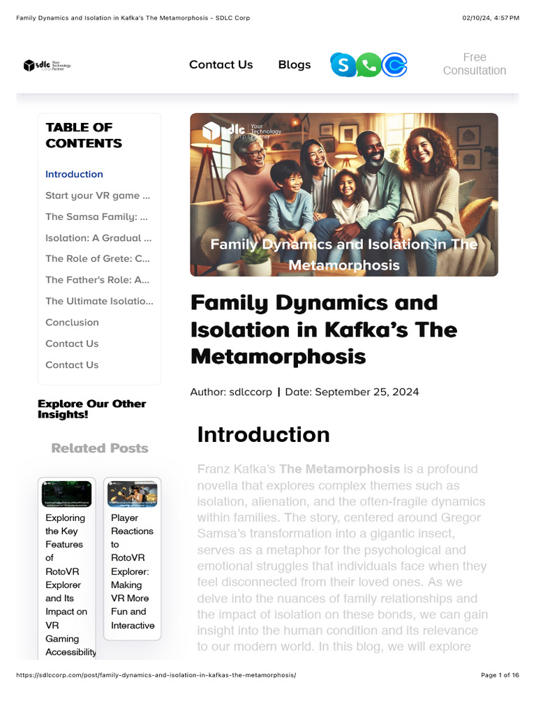 Family Dynamics and Isolation in Kafka's The Metamorphosis - SDLC Corp ...