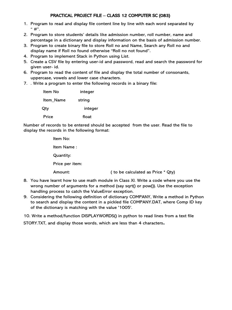 Practical Project File Comp - SC | PDF | Computers