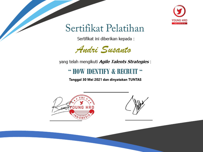 Sertifikat Talent Strategiest - Identify & Recruit Andri Susanto | PDF