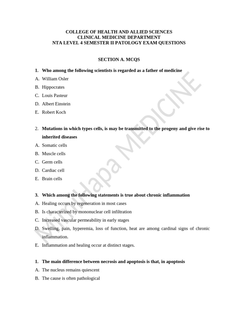 pathology Question | PDF | Inflammation | Necrosis