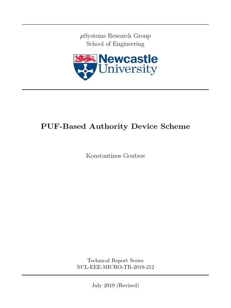 PUF-Based Authority Device Scheme | PDF | Cryptography | Error Detection And Correction
