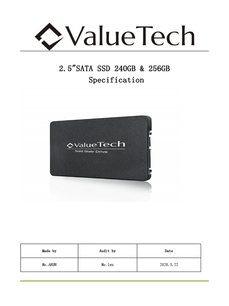 2.5 "240GB & 256GB Valuetech | PDF | Flash Memory | Solid State Drive