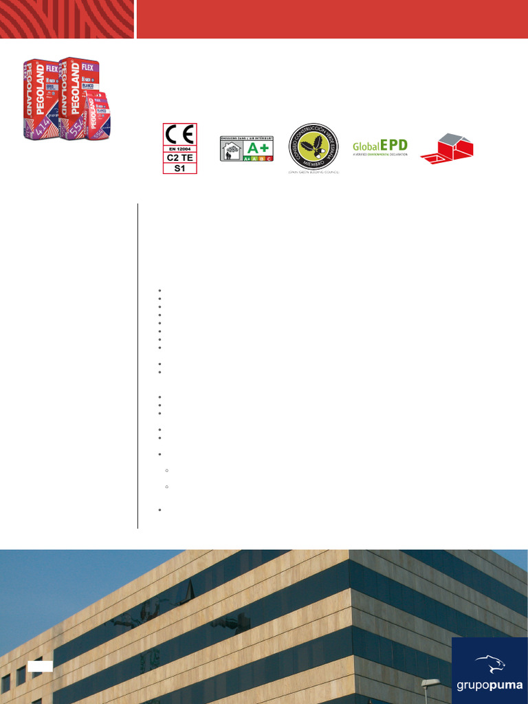 Pegoland Flex c2 Te s1 Es Es 2018 07 | PDF | Materiales