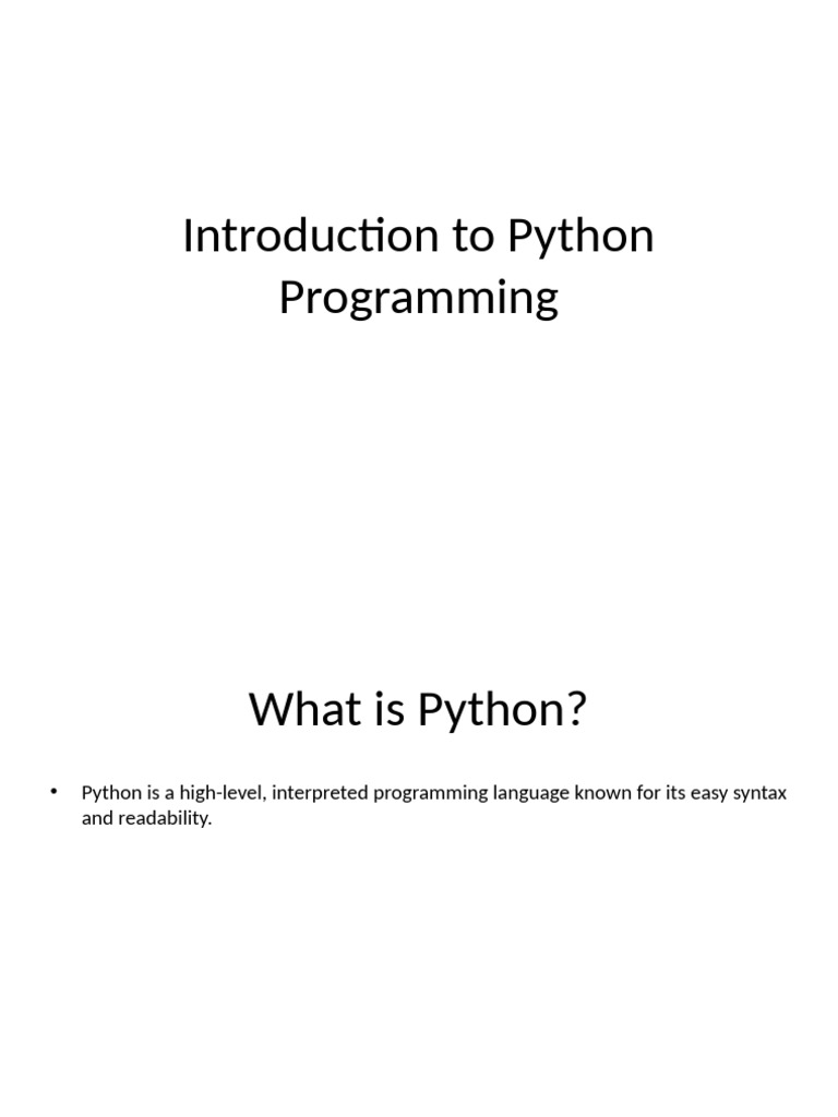 Introduction To Python Programming | PDF