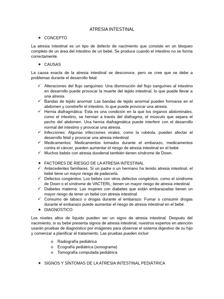 Atresia Intestinal: Guía Completa | PDF | El embarazo | Tracto ...