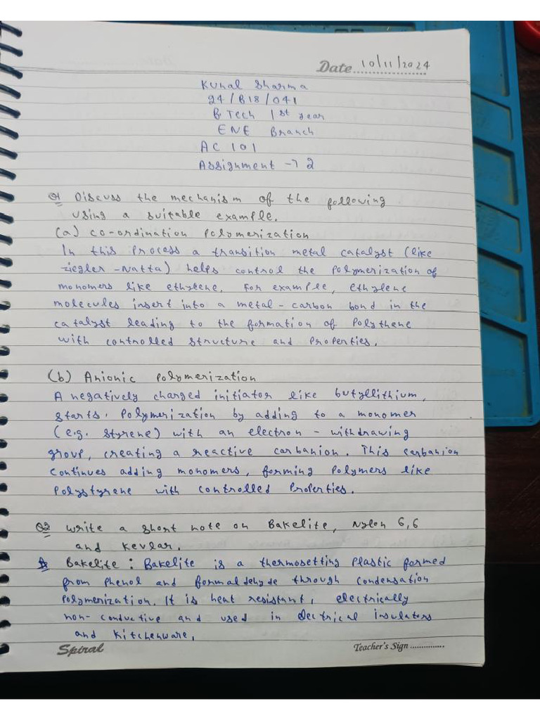 Kunal Sharma 24.B18.041 Chemistry Assign 2 | PDF