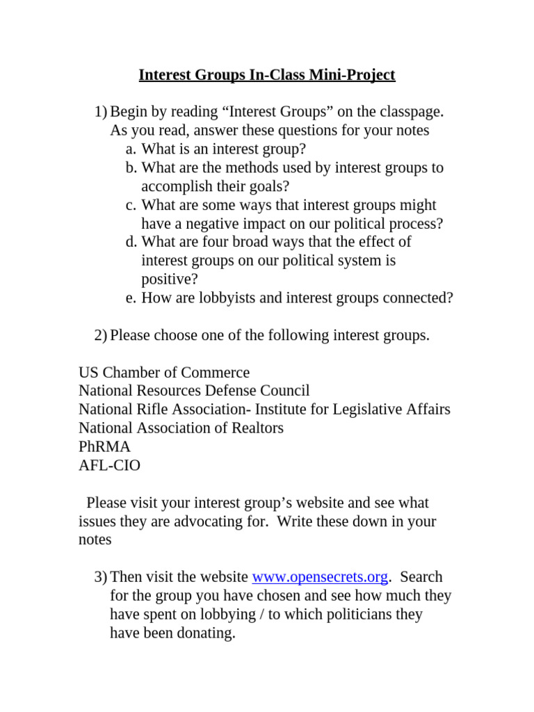 Interest Group Project | PDF