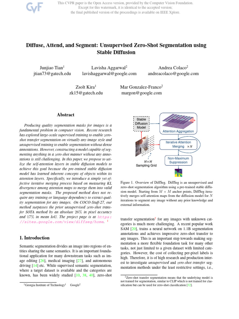 Diffuse, Attend, and Segment Unsupervised Zero-Shot Segmentation Using | PDF | Image ...