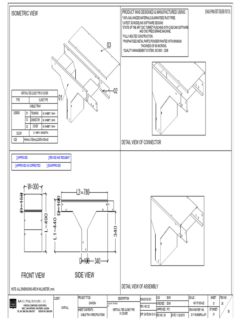 Cable Tray Vertical Tee Specifications | PDF