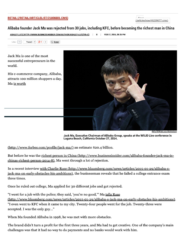 Alibaba Founder Jack Ma . | PDF