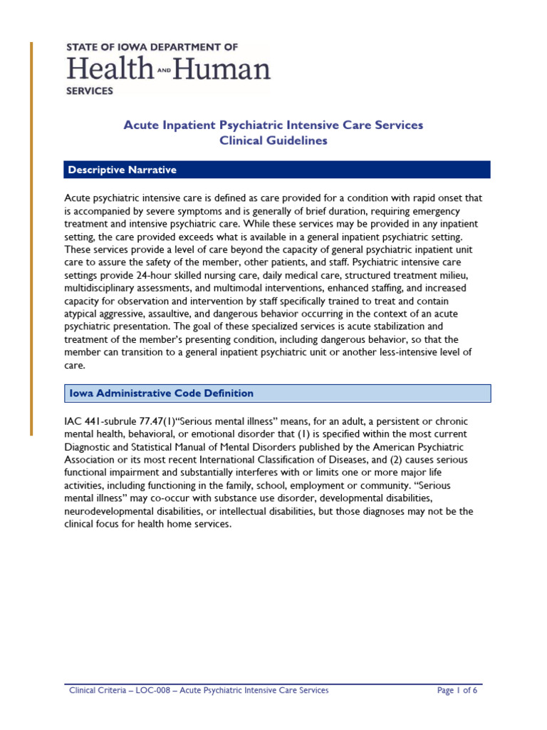 Acute Psychiatric Intensive Care Services | PDF | Mental Disorder ...