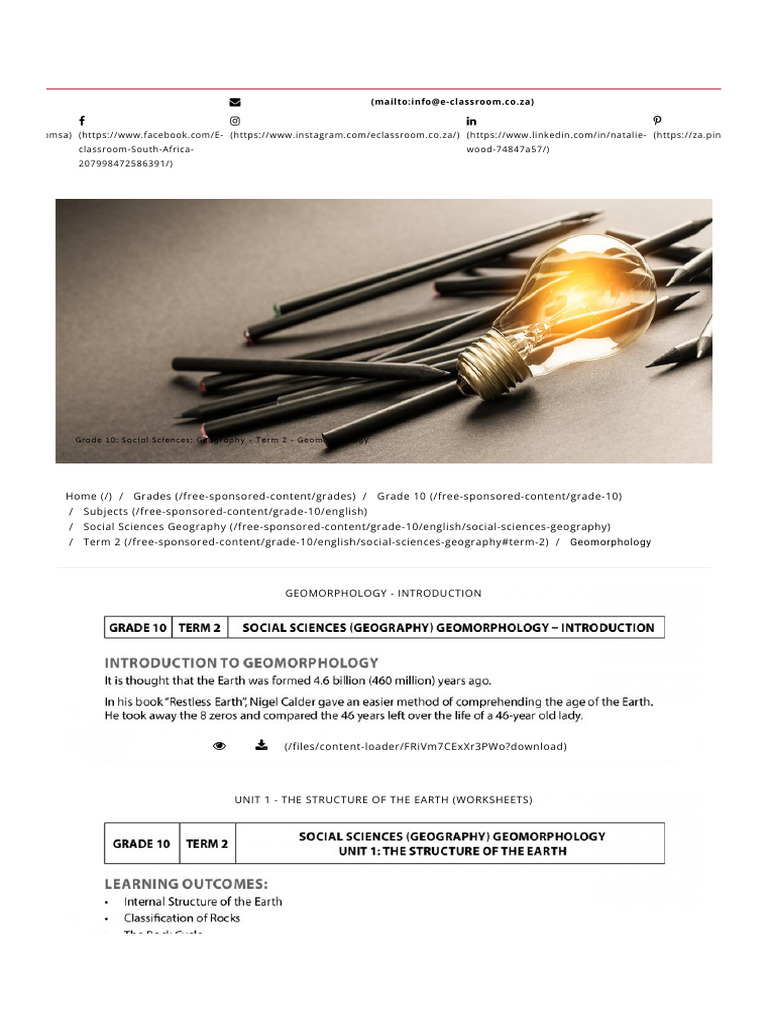 Grade 10 - Social Sciences - Geography - Term 2 - Geomorphology - E ...