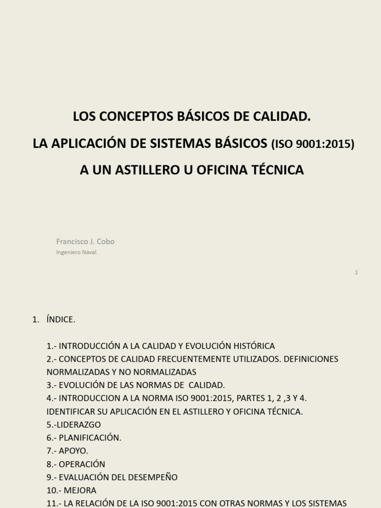 LOS CONCEPTOS BÁSICOS DE CALIDAD (Adaptación 9001-2015) | PDF | Calidad (comercial) | Gestión de ...