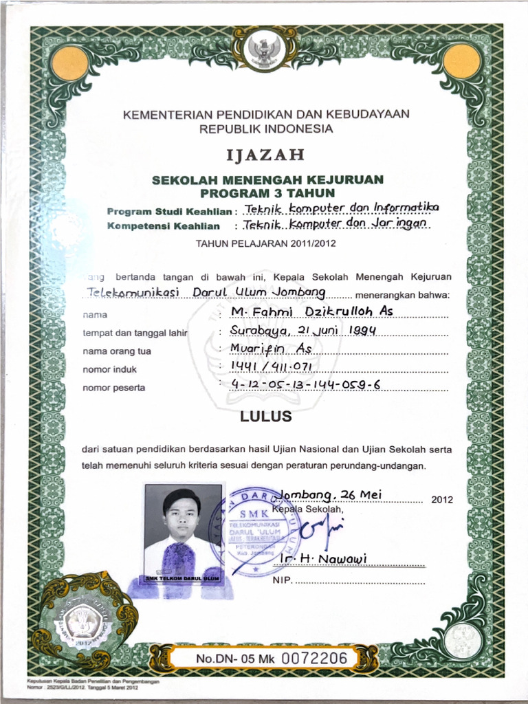 Ijazah SMK | PDF