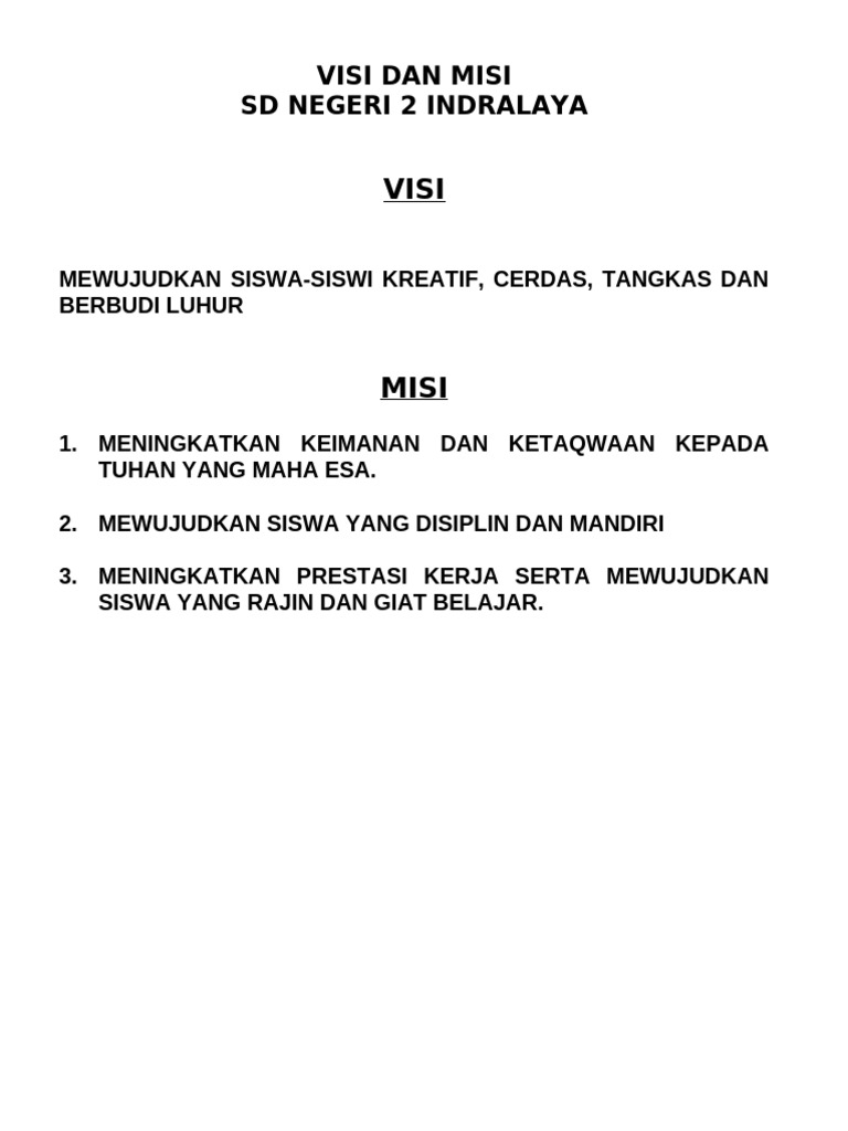 Visi Dan Misi | PDF