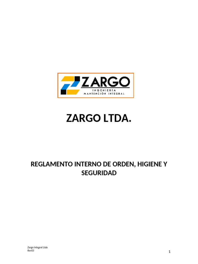 REGLAMENTO INTERNO Zargo Integral Rev03 | PDF | Tiempo de trabajo ...