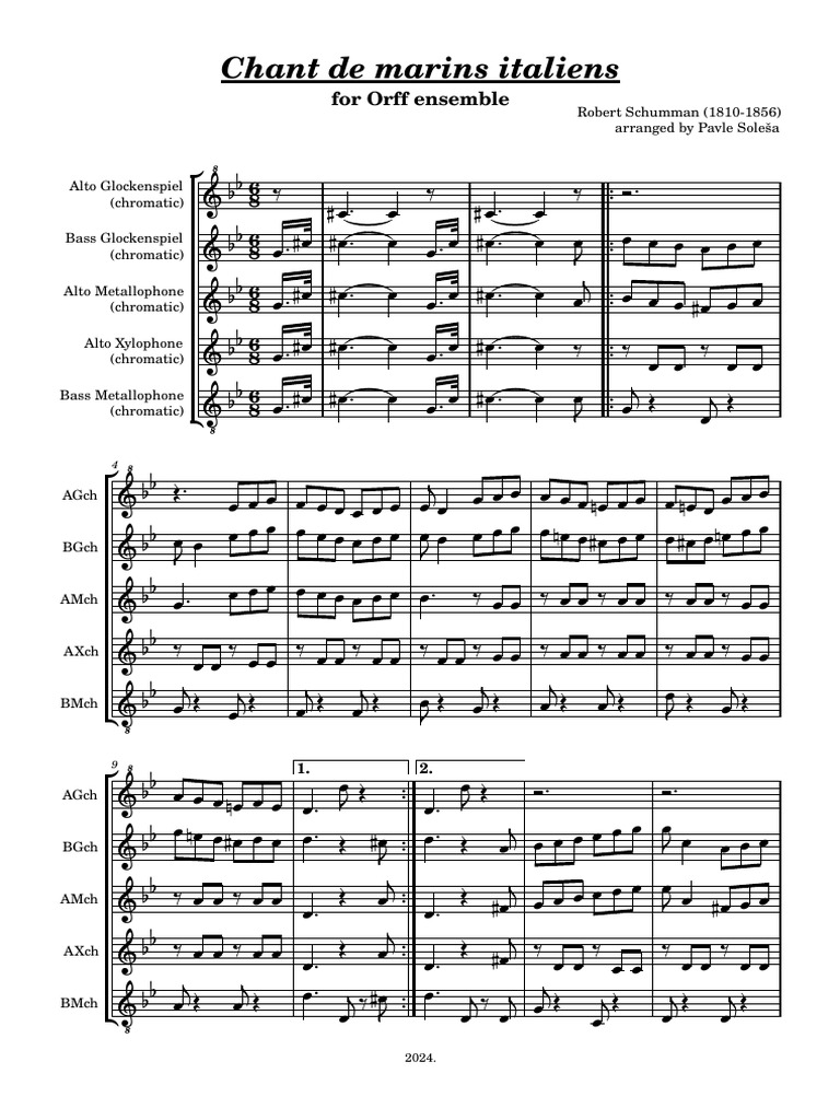 Schumann - Italian Sailor's Song - Chant de Marins Italiens - For Orff ...