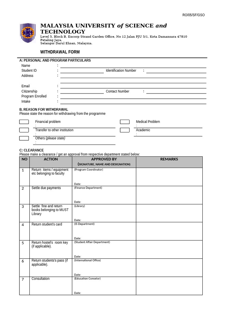Withdrawal Form | PDF