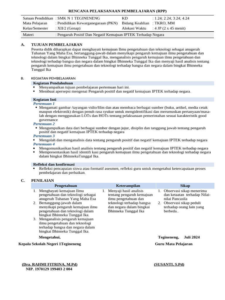RPP Ii PKN Xii | PDF