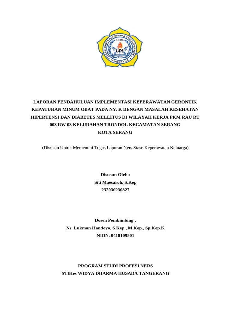 LP Sap Kepatuhan Minum Obat Pada PS Ny.k DG HT DM | PDF