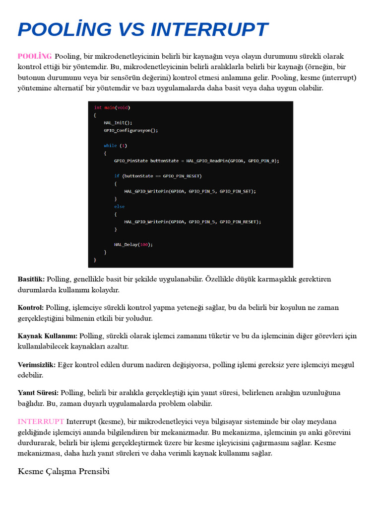 Pooli̇ng VS Interrupt | PDF