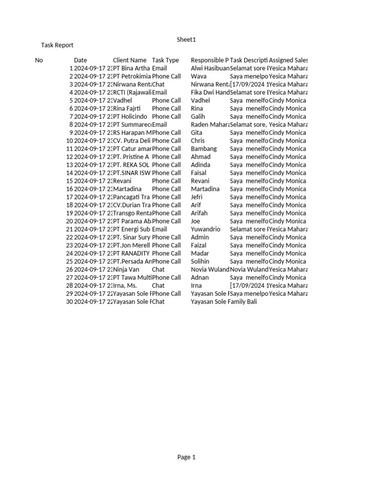 September 2024 Client Task Log | PDF