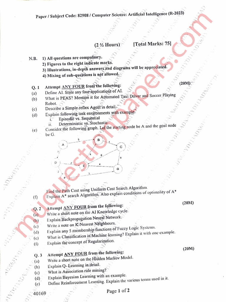 Science BSC Computer Science Semester 5 2024 April Artificial Intelligence R 2023 | PDF ...