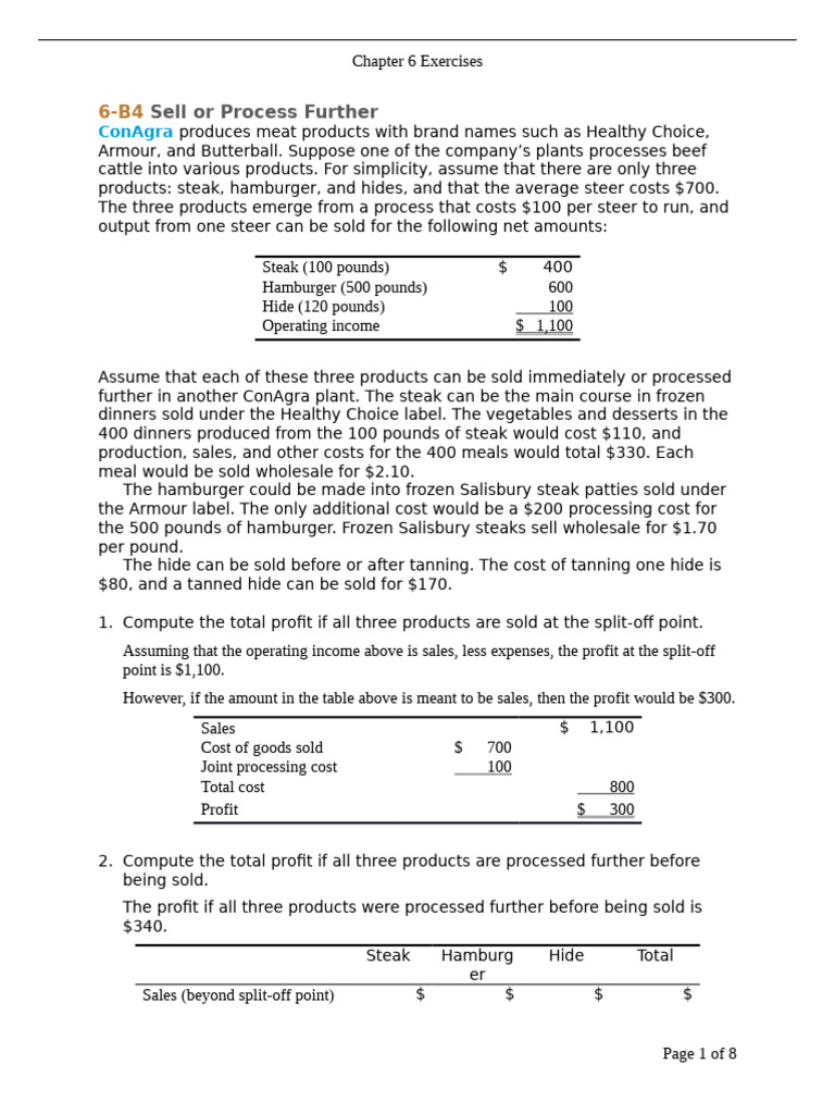 Chapter 6 Exercises | PDF | Outsourcing | Hamburgers Chapter 6 Exercises | PDF | Outsourcing | Hamburgers