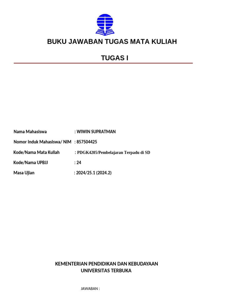 JAWABAN Tugas Latihan 2 Pendidikan Terpadu | PDF | Karier & Perkembangan | Seni