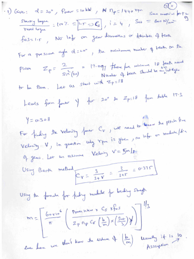 Spur Gear Problem Solution | PDF