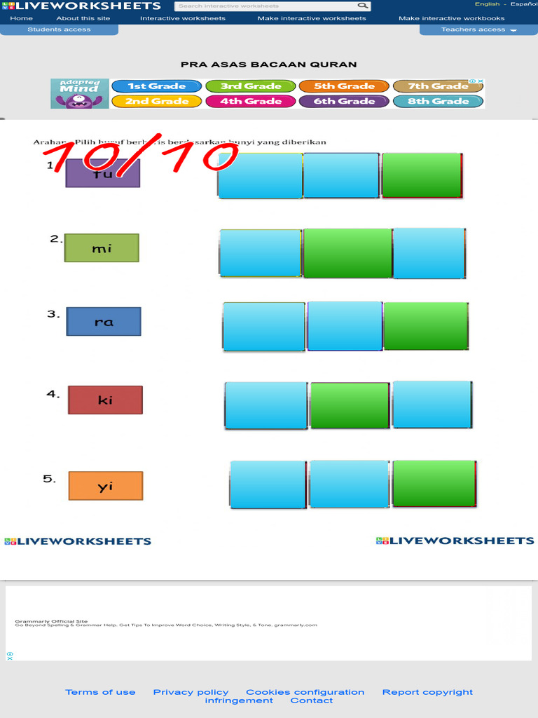 PRA ASAS BACAAN QURAN Worksheet | PDF | Language Arts & Discipline