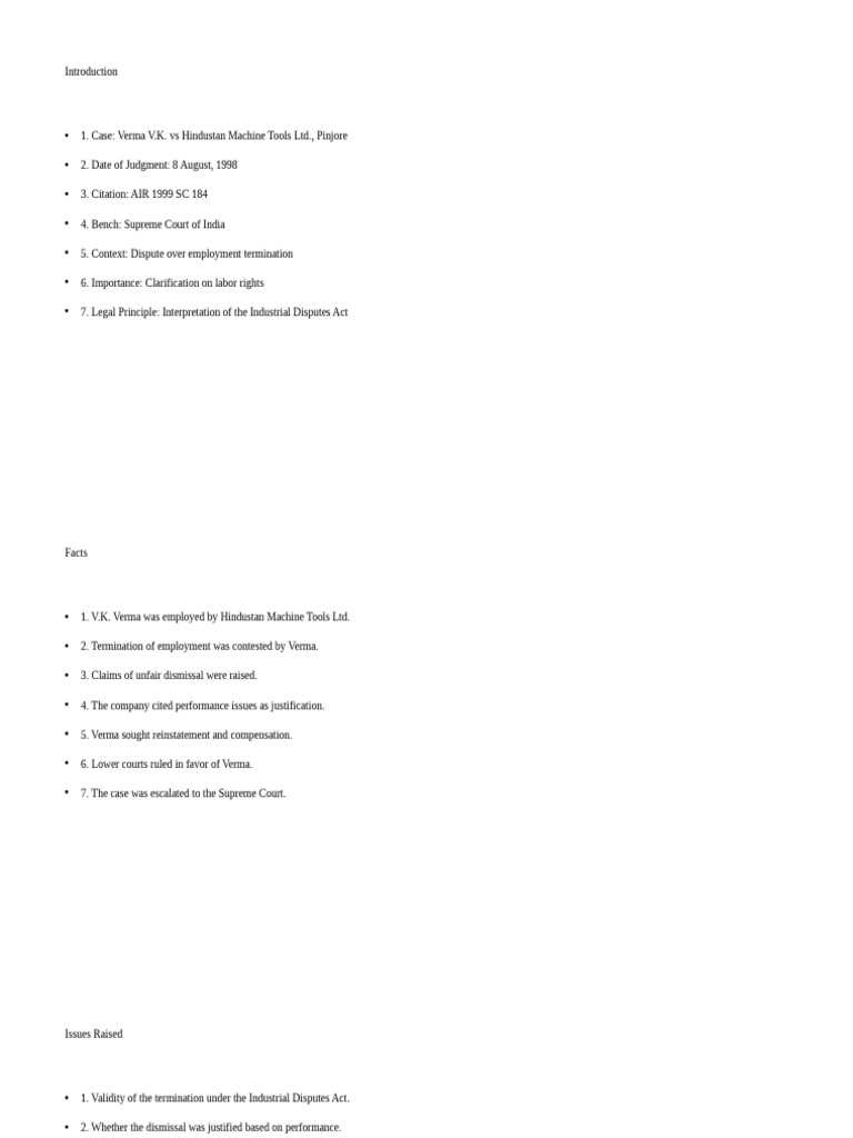 Verma V.K. Vs Hindustan Machine Tools LTD | PDF