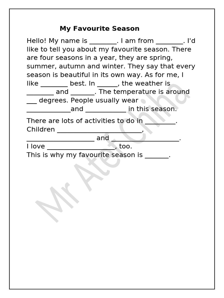 Seasons Writing | PDF