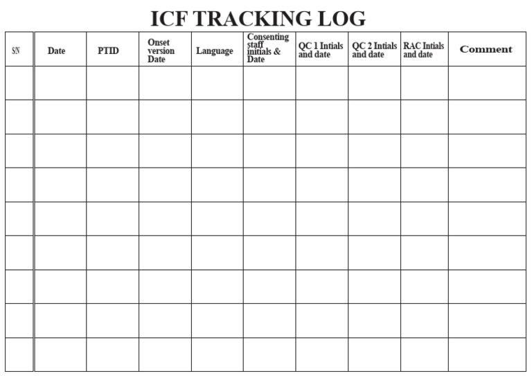 ICF Tracking Log | PDF