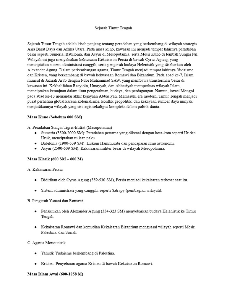 Sejarah Peradaban Timur Tengah | PDF | Ilmu Sosial | Sejarah