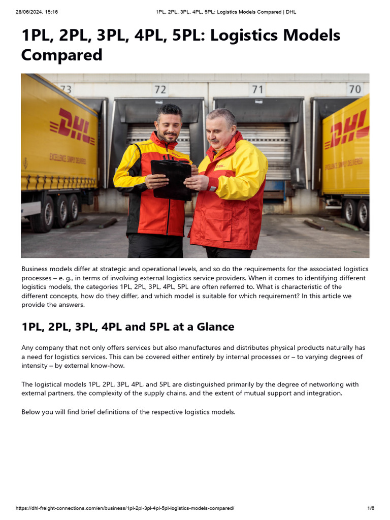 1PL, 2PL, 3PL, 4PL, 5PL - Logistics Models Compared - DHL | PDF ...