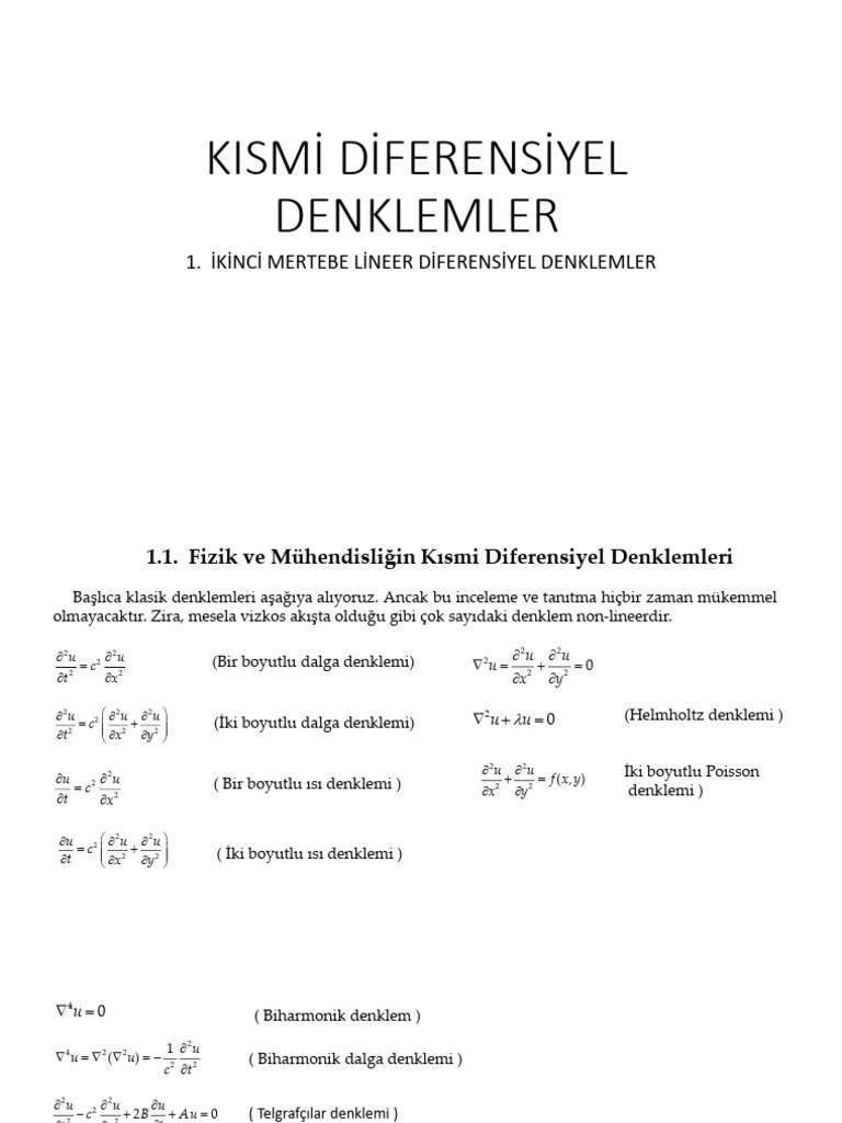 Kismi̇ Di̇ferensi̇yel Denklemler 2 | PDF