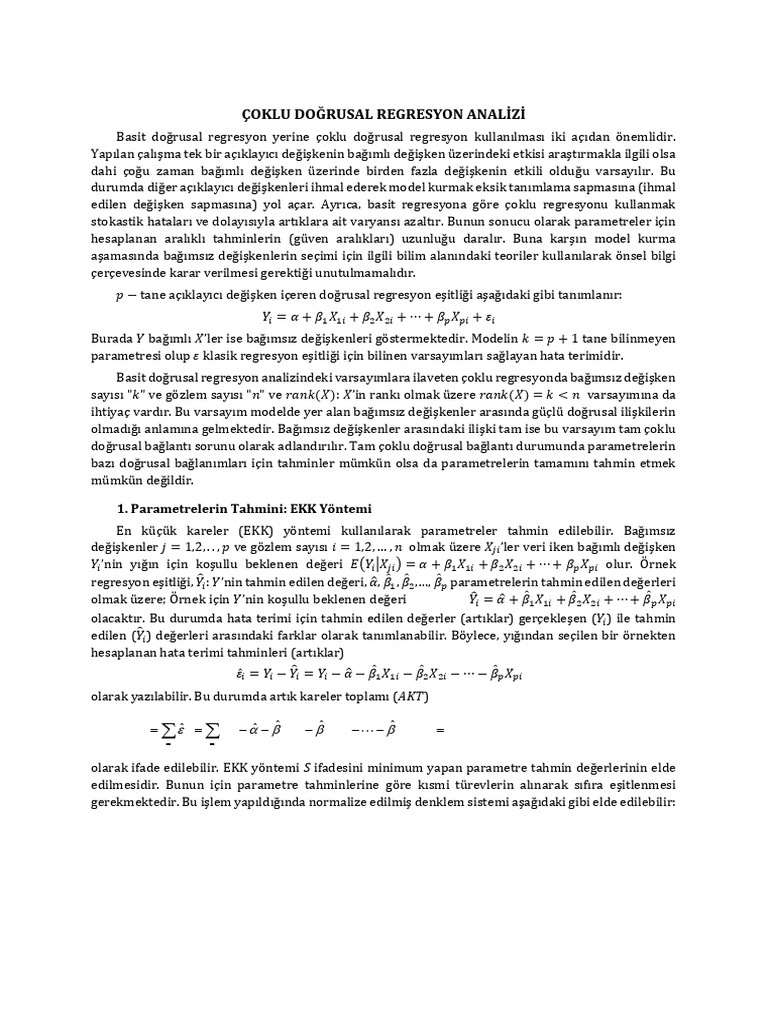 Coklu Dogrusal Regresyon Analizi | PDF