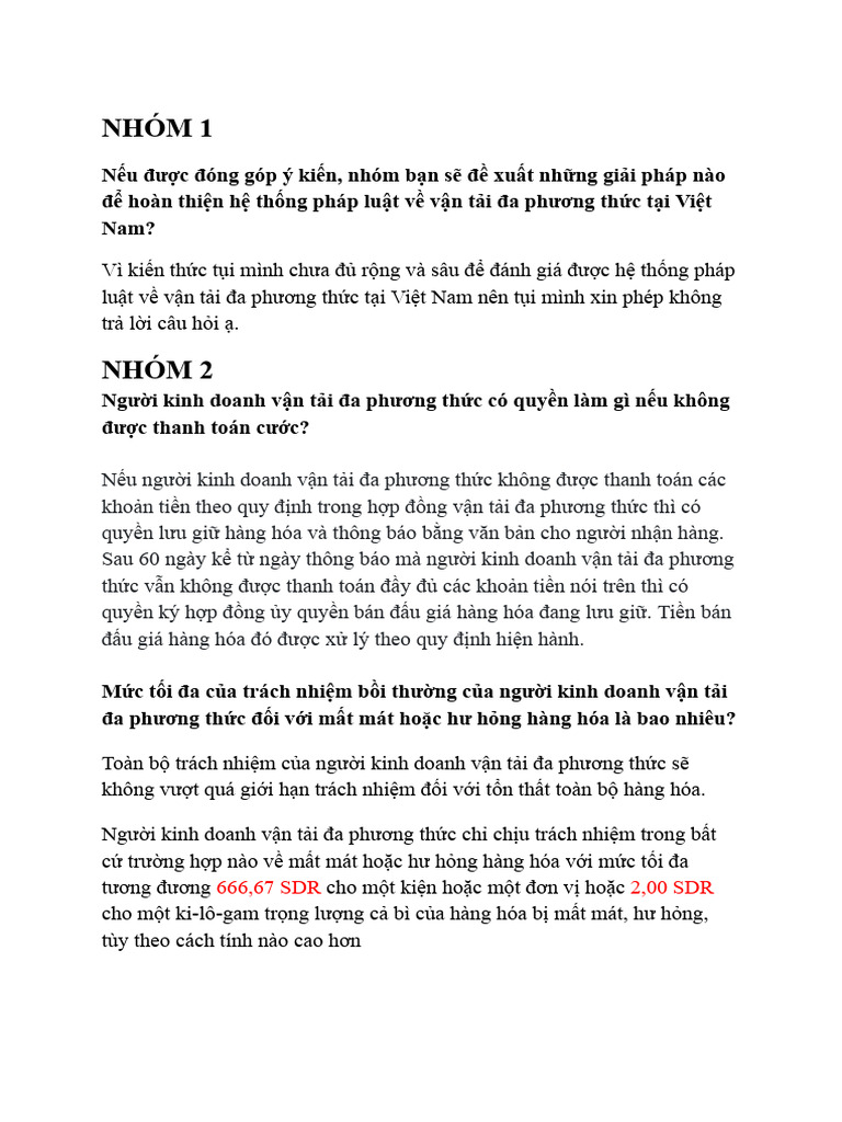 Câu TR L I Nhóm 3 | PDF