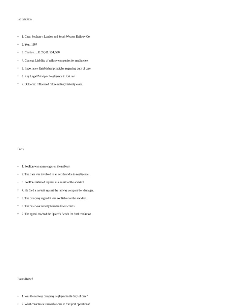Poulton v. London and South Western Railway Co. (1867 | PDF