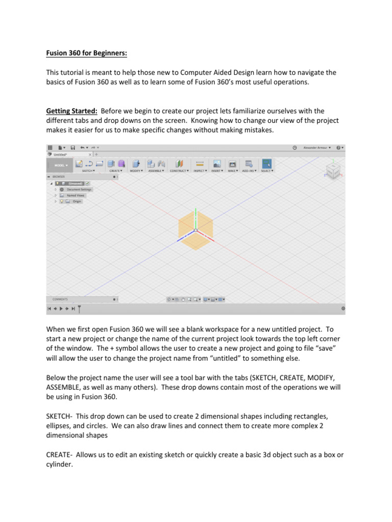 Fusion 360 For Beginners | PDF | Extrusion