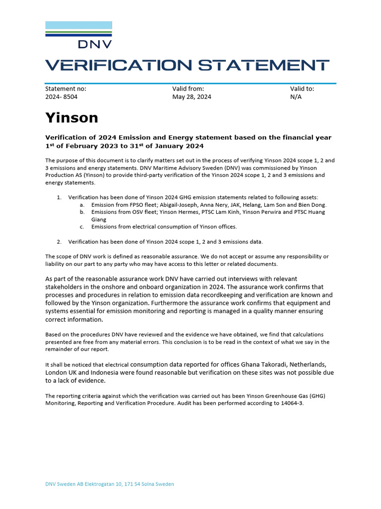 Verification of 2024 Emission and Energy Statement | PDF | Climate Change