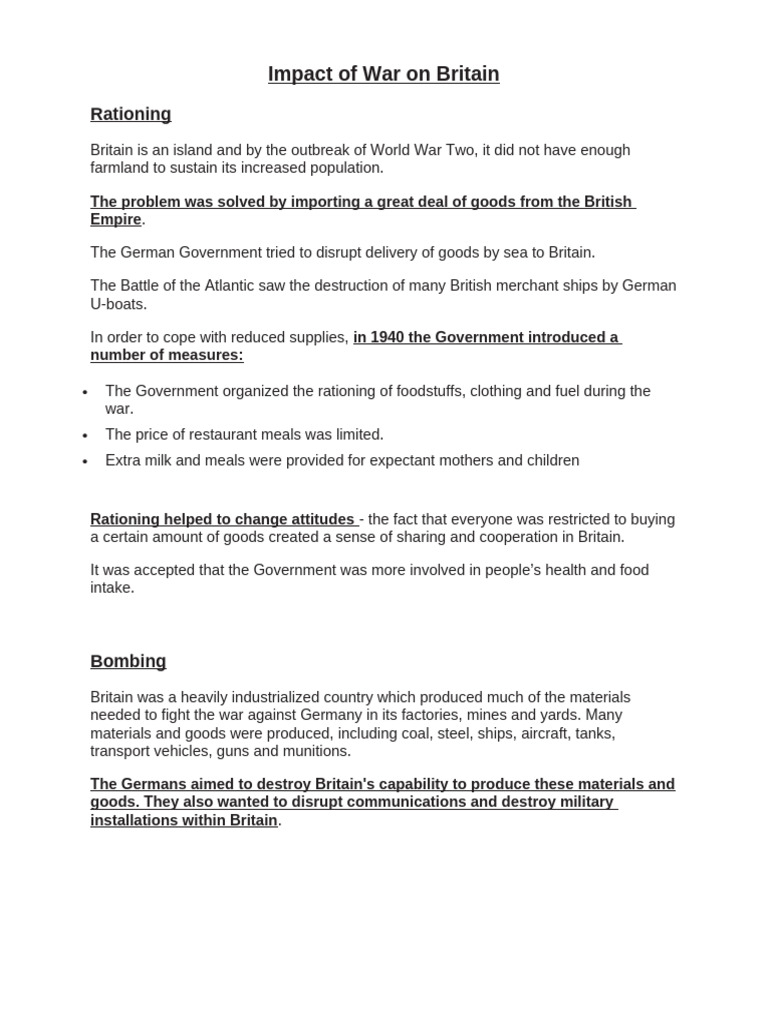 The Impact of War On The British People | PDF | The Blitz | Rationing