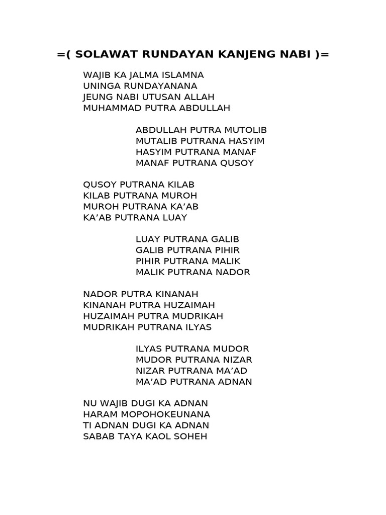 Solawat Rundayan Kanjeng Nabi | PDF