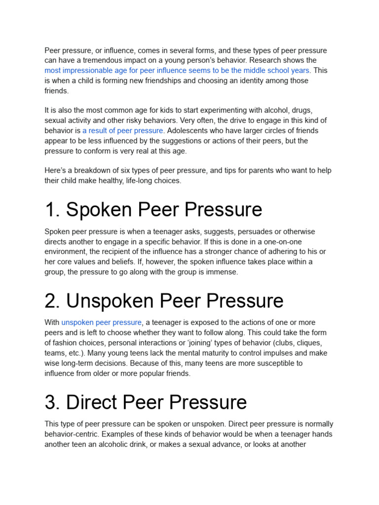 Peer Pressure, or Influence | PDF | Adolescence | Human Development