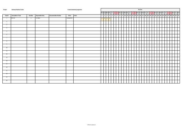 094c 4 Week Lookahead Schedule | PDF