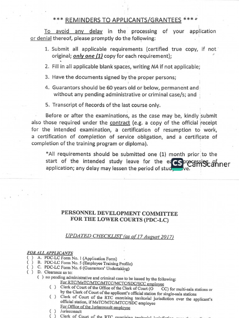 Requirements and Forms For Study Leave Application | PDF