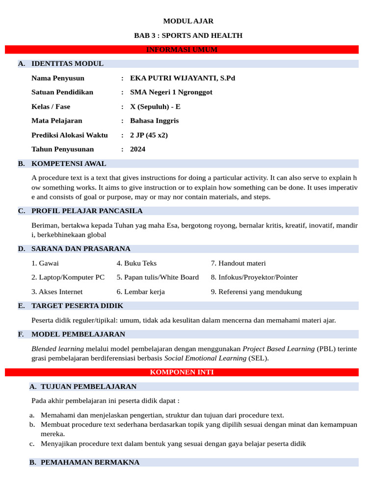 MODUL AJAR Eka 2 | PDF