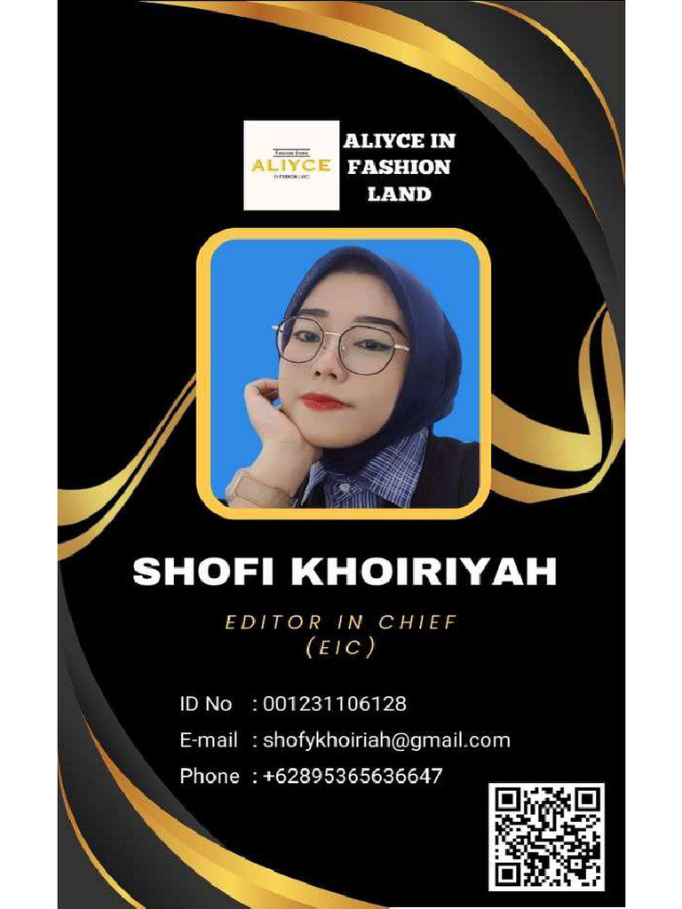 Black and Gold Profesional Manager Id Card Portrait | PDF