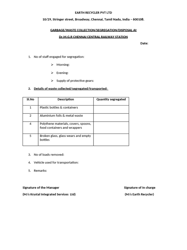 Waste Segregation Report for Glassware | PDF